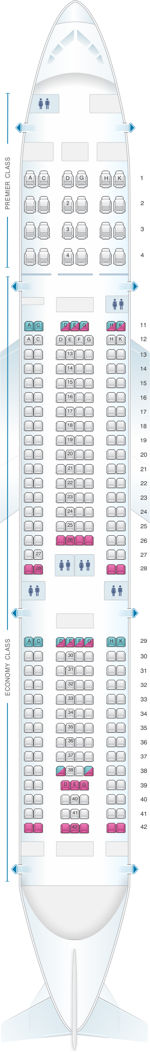 Seat Map Aer Lingus Airbus A330 200 | SeatMaestro.com