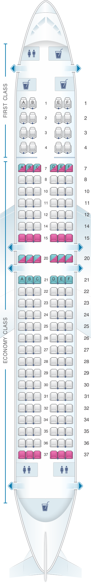 Seat Map United Airlines Boeing B737 800 - version 2 | SeatMaestro.com