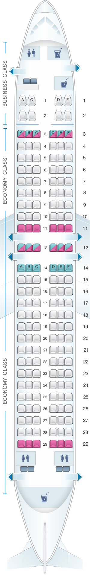 Seat Map Xiamen Airlines Boeing B737 800 164pax | SeatMaestro.com