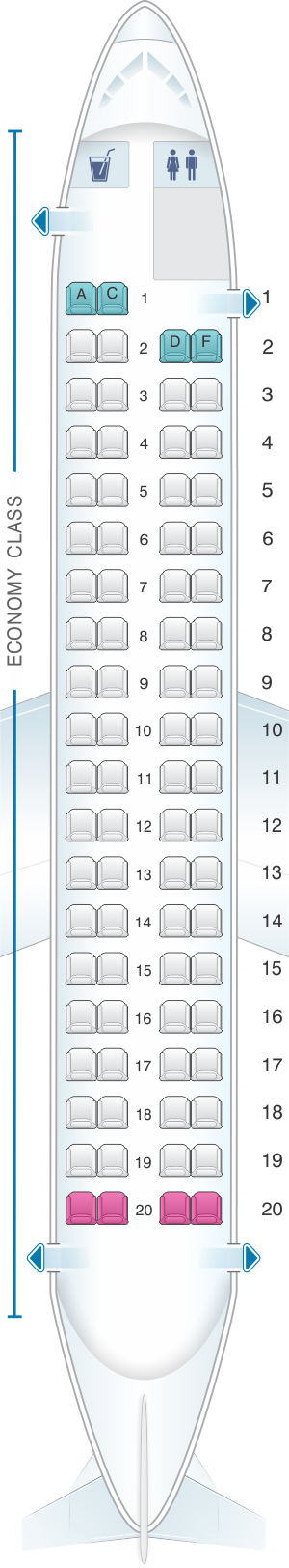 Seat Map WestJet Dash8 Q400 | SeatMaestro.com
