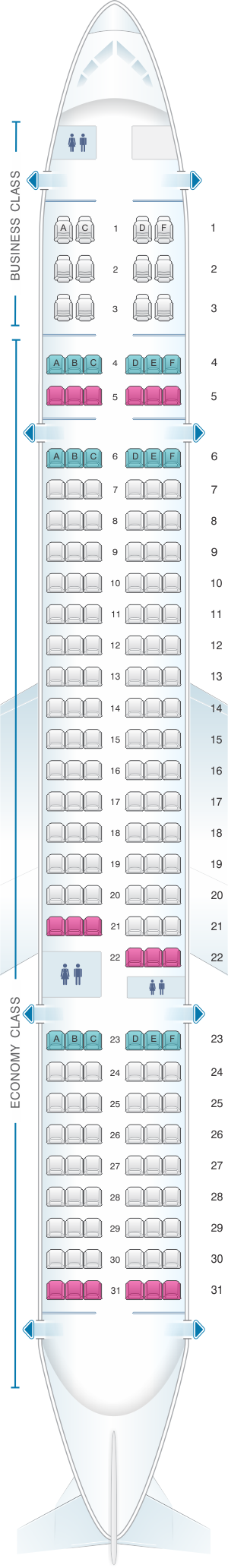 Seat Map Aer Lingus Boeing B757 200 | SeatMaestro.com