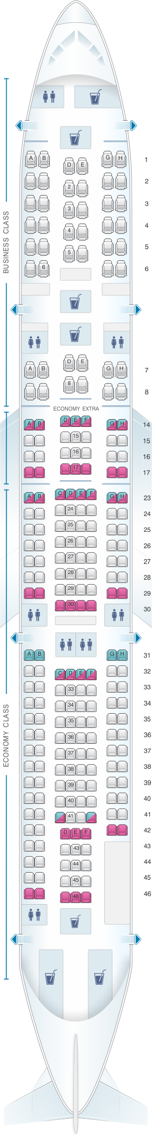 Airbus Industrie A340 Jet Seat Map