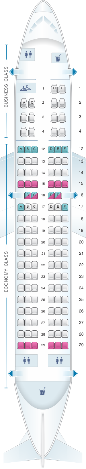 Seat Map Air Canada Airbus A319 100 Config.1 | SeatMaestro.com