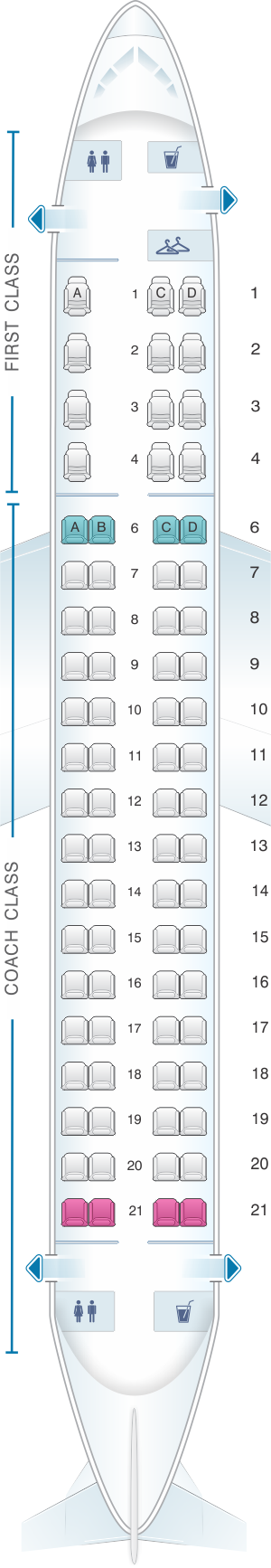 Seat Map Embraer 175 | SeatMaestro.com